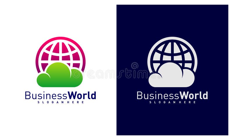 Cloud World Logo Vector Template, Creative World Logo Design Concepts ...