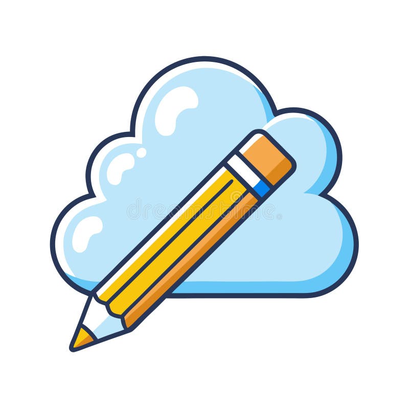 Cloud Writing with Pencil Icon, Concept of Online Content Creation and ...