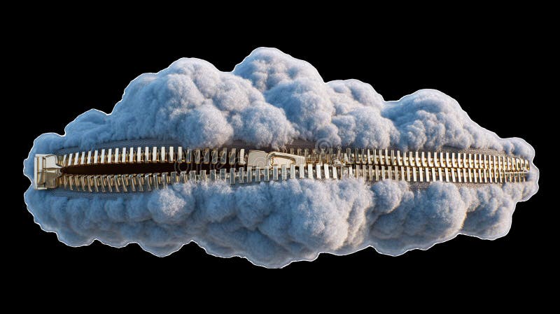 Cloud Zipper Opening with Transparent Background, Revealing Hidden ...