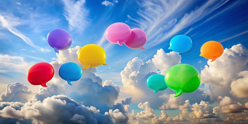 CloudBased Communication Colorful Speech Bubbles Float Amongst Wispy ...