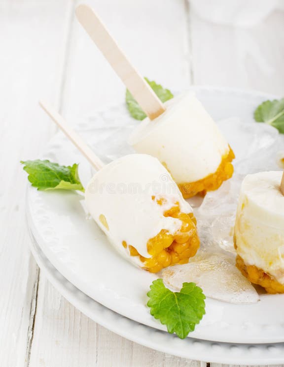 Cloudberry Ice Cream on a Stick Stock Image - Image of happiness ...