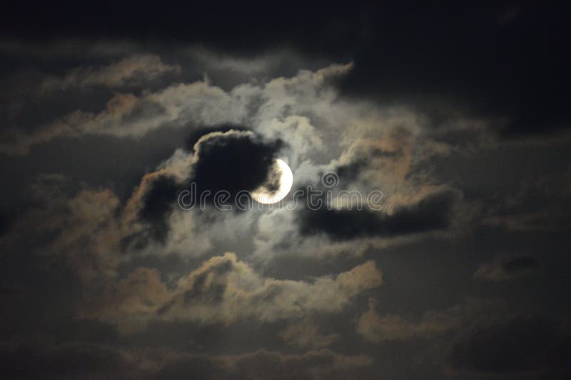 Clouded Full Moon in the Night Stock Image - Image of covered, asia ...