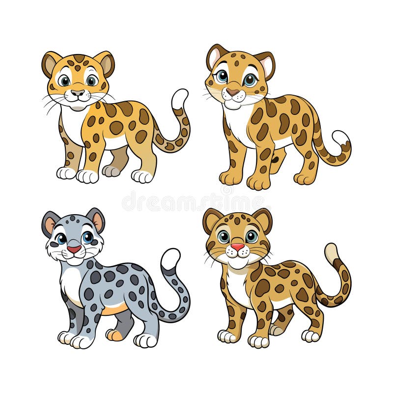 Clouded Leopard Coloring Animal Illustration Stock Vector ...