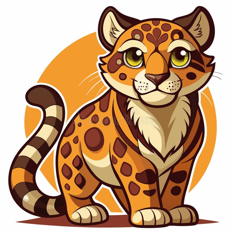 Clouded Leopard Goes Kawaii Stock Vector - Illustration of flat, deer ...