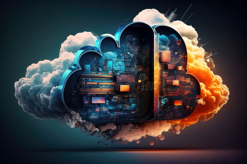 Cloud Computing Concept Illustration Stock Illustration - Illustration of integration, adoption ...