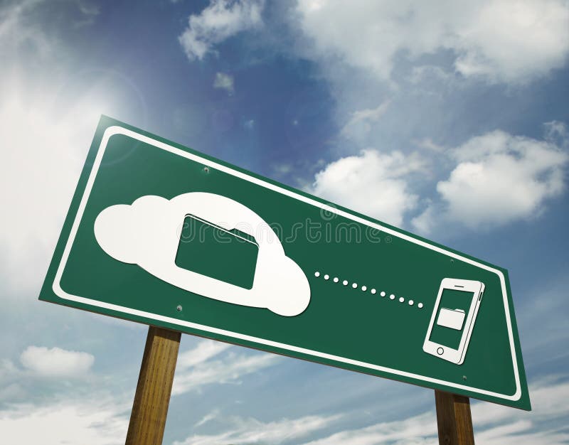Clouding File Sharing Sign Board Stock Illustration - Illustration of ...