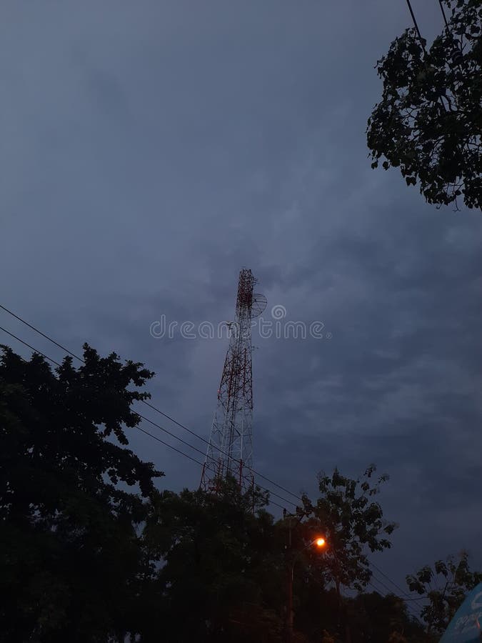 Cloudly tower stock image. Image of plant, wind, cloud - 206886261