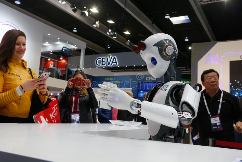 Cloudminds Robotics at MWC19 in Barcelona Side View Editorial Photo - Image of mobile ...