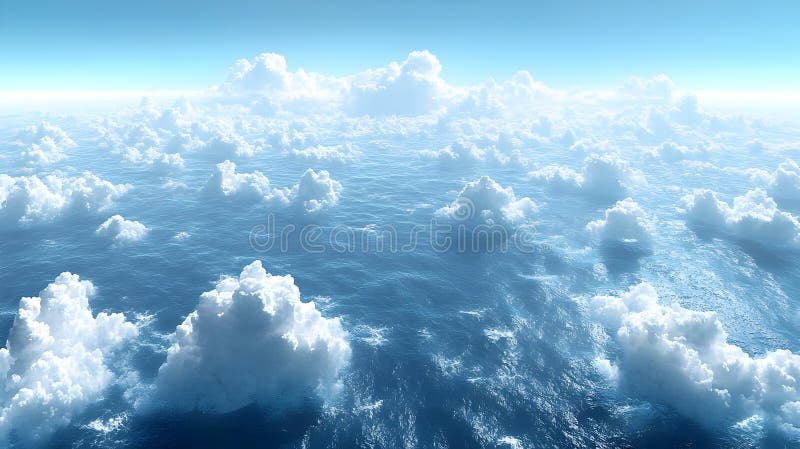 Clouds Above a Deep Blue Sea - 3D Illustration Stock Illustration - Illustration of beautiful ...
