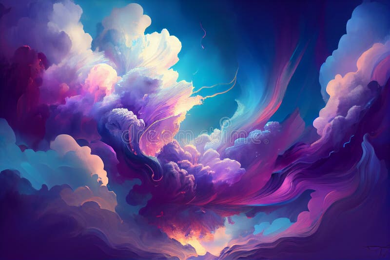 Clouds with an Abstract Blue and Violet Color .generative Ai Stock ...
