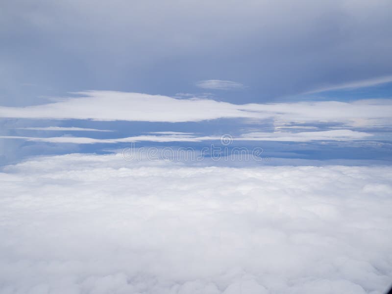 Clouds from Airplane Window with Blue Sky Stock Photo - Image of ...