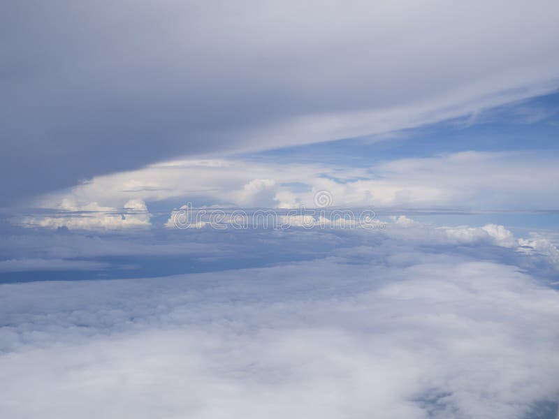 Clouds from Airplane Window with Blue Sky Stock Photo - Image of cloud ...