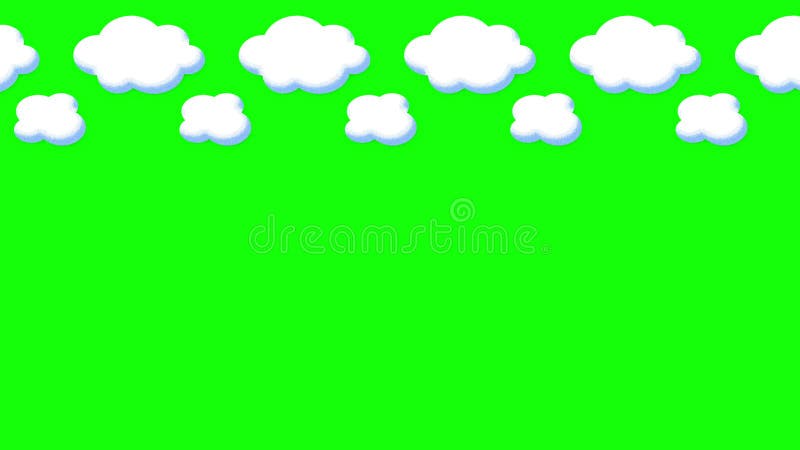 Clouds Animation, Simple Kawaii Cartoon, Green Chroma Key Stock Video ...