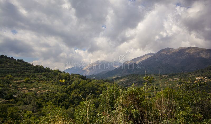 Clouds on the Background of Mountains in Crete Stock Image - Image of ...