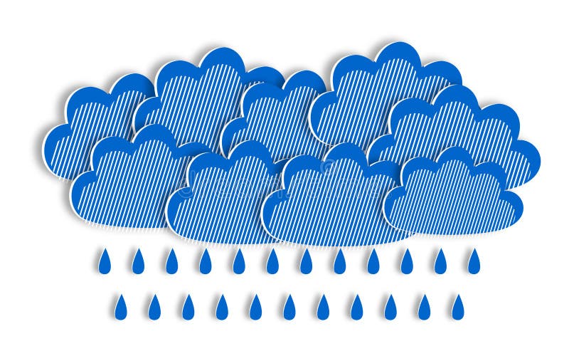 Rain Blue Clouds in Paper Cut Style. Modern Design of a Weather ...