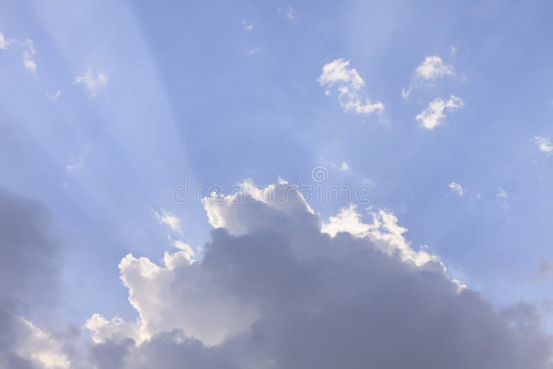 Clouds and Blue Sky Background Texture with Ray of Light. Stock Photo ...
