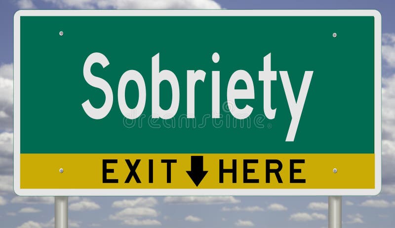 Highway Sign with Exit Here and Arrow for SOBRIETY Stock Illustration ...