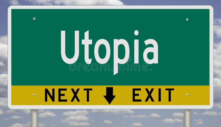 Highway Sign with Next Exit and Arrow for UTOPIA Stock Illustration ...