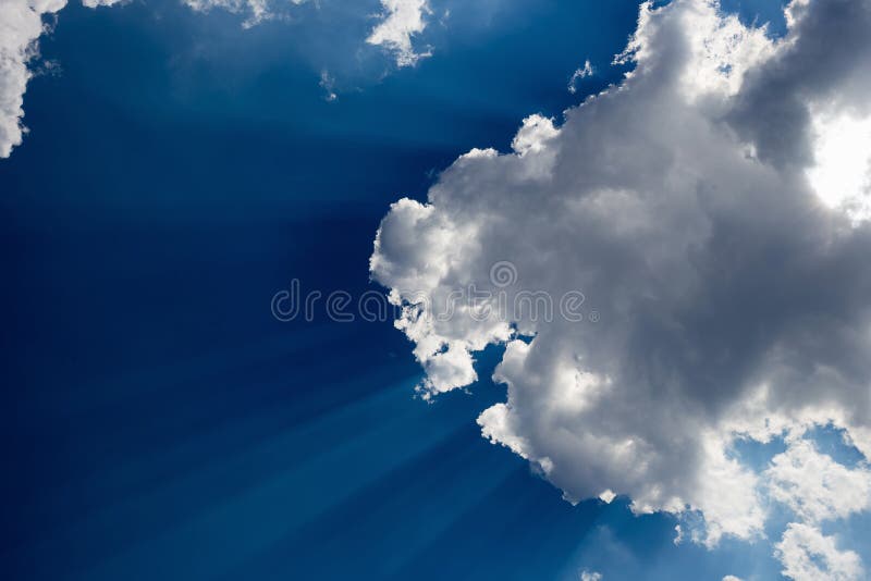 Clouds with Blue Sky and Bright Sunny Rays. Stock Photo - Image of ...