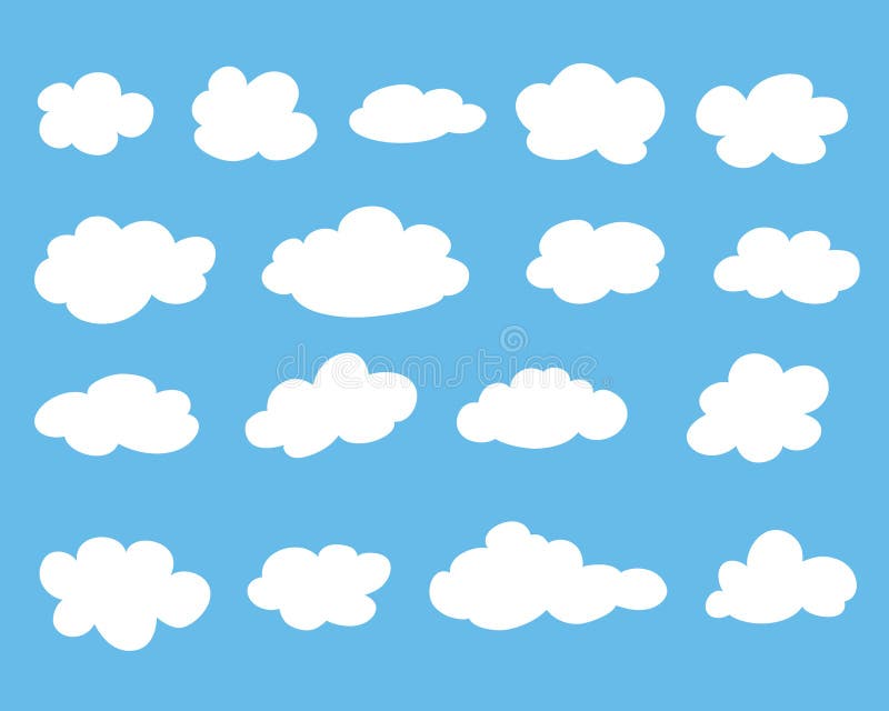 Fun Clouds in Blue Sky Cartoon Seamless Pattern. Vector Illustration ...