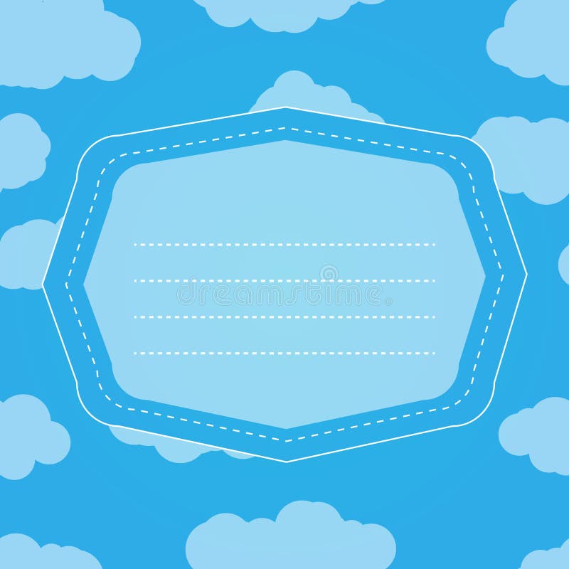 Clouds in Blue Sky. Frame for Text. Light Blue Background Stock Vector ...