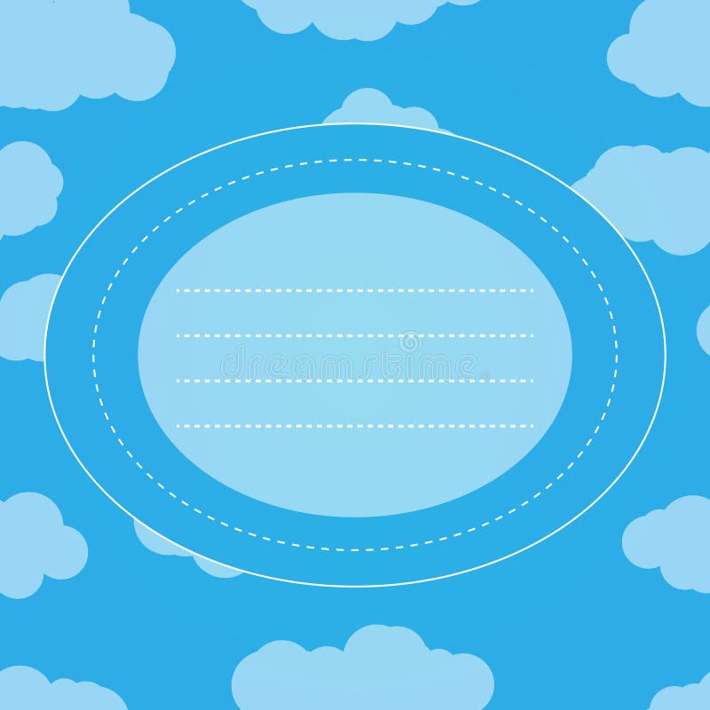 Clouds in Blue Sky. Round Frame for Text. Light Blue Background Stock ...