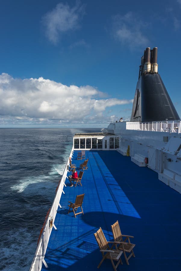 Clouds Blue Sky and Ship Track in Atlantic Ocean, Summer Time Stock ...