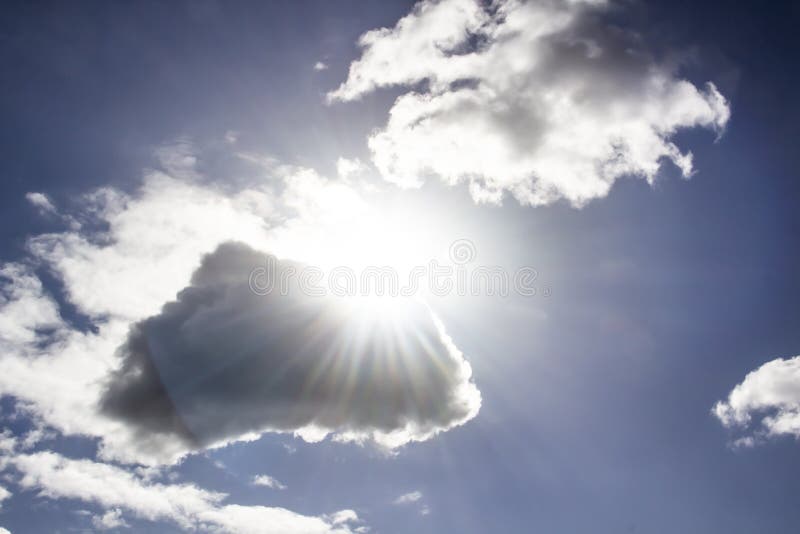 Clouds in the Blue Sky with a Sun Light. a Miracle Gods Light Against ...