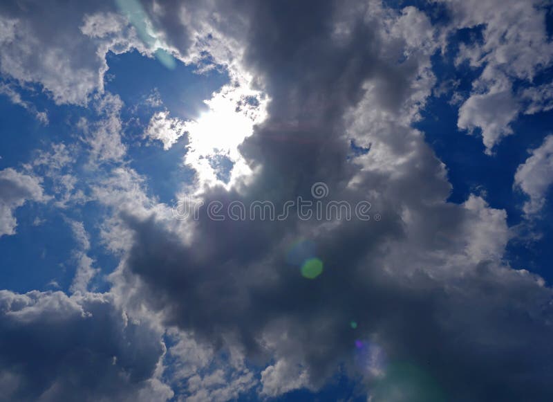 Clouds blue sky sun ray stock image. Image of scene - 187160265
