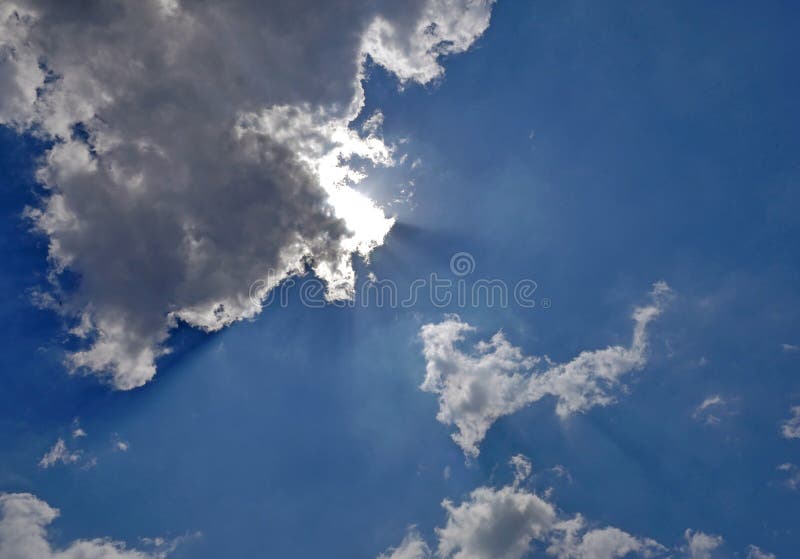 Clouds blue sky sun ray stock photo. Image of abstract - 187160326