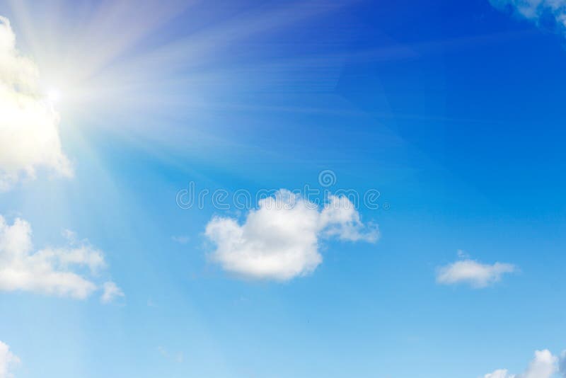 Clouds in the Blue Sky with Sun Rays Stock Image - Image of high, sunny ...