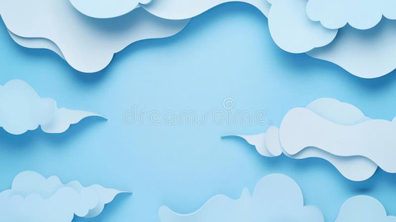 Clouds Border on Blue Sky Background with Paper Cloud Concept Theme ...