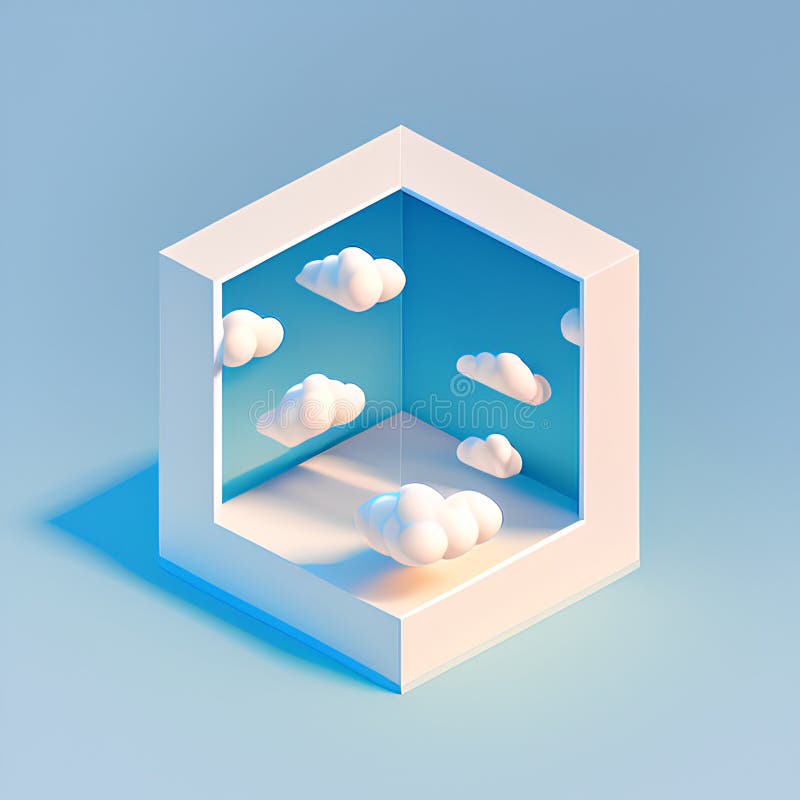 Clouds in a Box. 3d Isometric Vector Illustration Stock Photo - Image ...