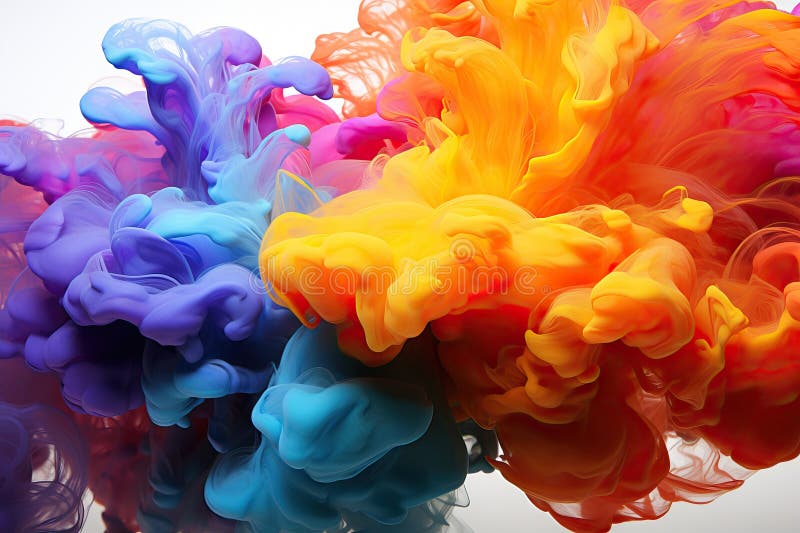 Clouds of Bright Colorful Ink Mixing in Water Stock Illustration ...