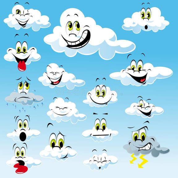 Clouds with Cartoon Faces stock vector. Illustration of clouds - 26653273