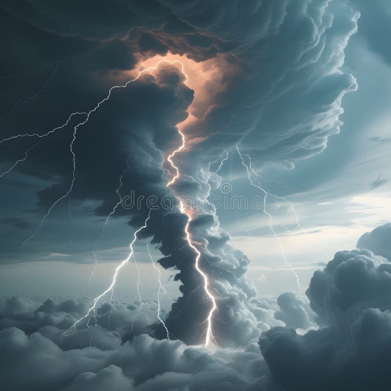 Clouds Clashing, Lightning Striking. a Breathtaking Display of the ...