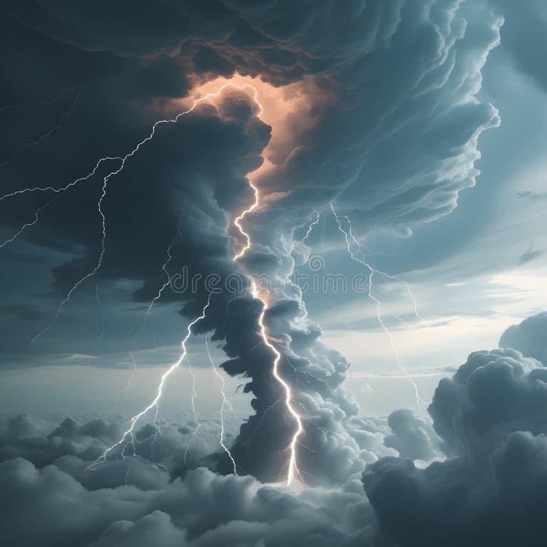 Clouds Clashing, Lightning Striking. a Breathtaking Display of the ...