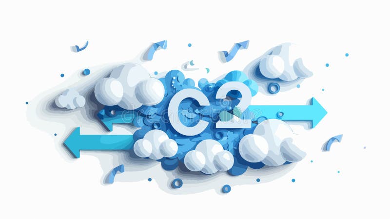 Carbon Dioxide Concept with Blue Arrows beside Clouds Stock Vector ...