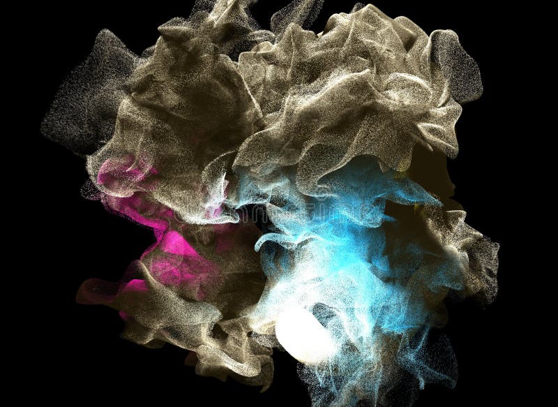 Clouds of Colorful Smoke in the Dark, 3d Illustration Stock ...