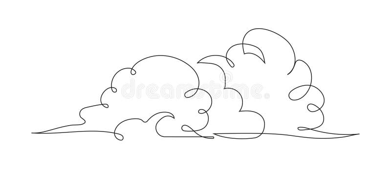 Clouds Continuous Line Art Vector. Cloudy Weather Concept Stock Vector ...