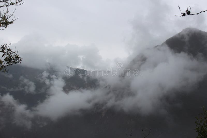 Clouds Descending upon the Mountain Peaks of the Andes on an Overcast ...