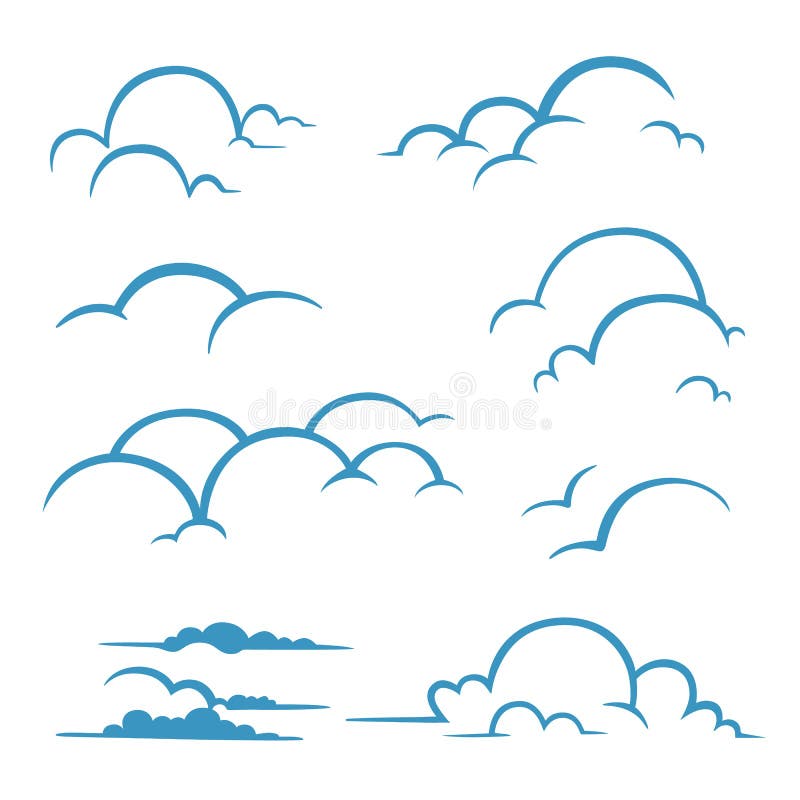 Clouds, Design Elements. Stylized Illustrations Stock Vector ...