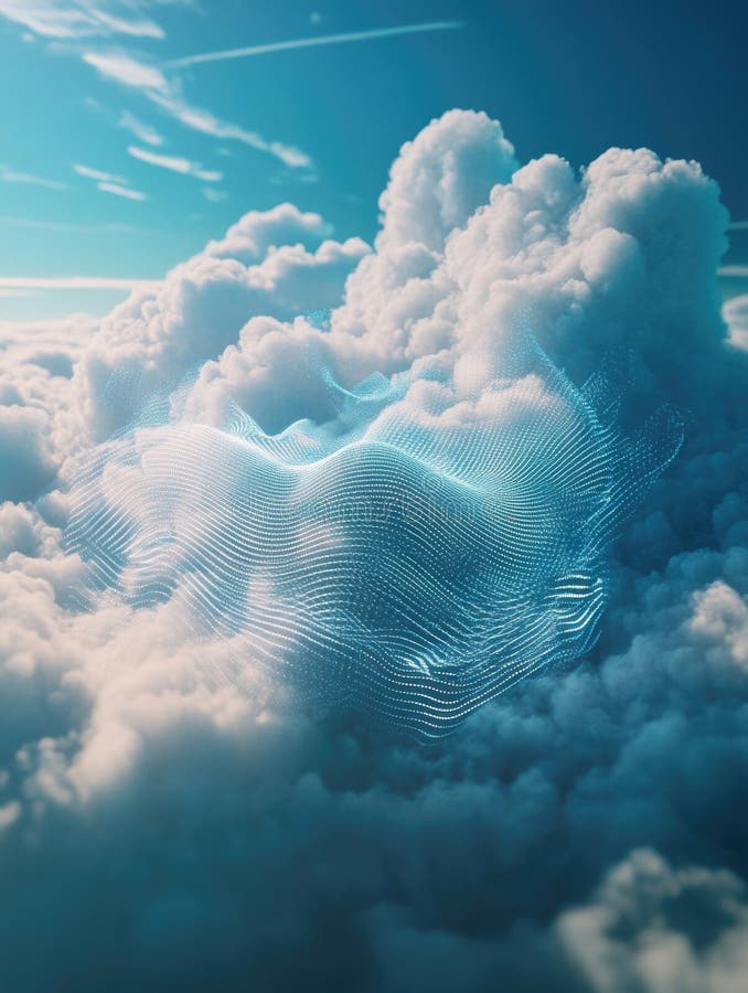 Clouds and Digital Map Overlay - Futuristic Technology Background Stock ...