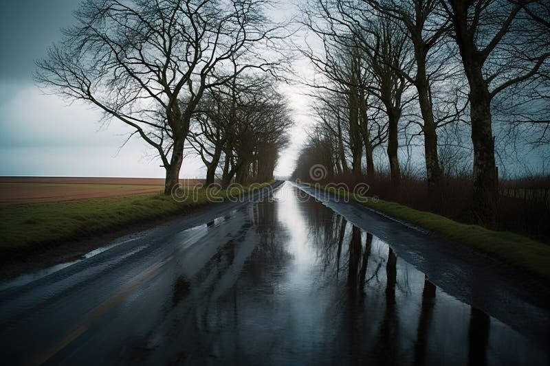 Clouds Dramatic Dark Winter Denmark Romo Street Empty Wind Rain Weather ...