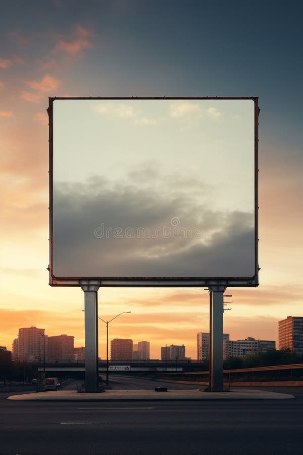 Clouds Drawing. Imposing Billboard Frame in the City. Beautiful ...