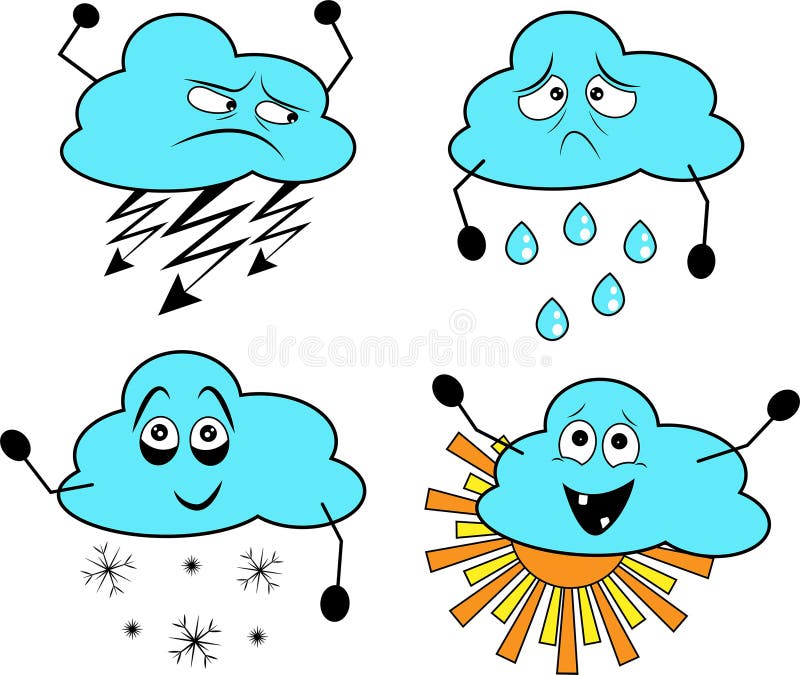Clouds with Emotions Collage Clouds, Sun, Snow, Rain, Lightning Stock ...