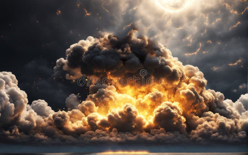 Clouds Explode in the Air There Was a Black Streak of Clouds Exploding ...