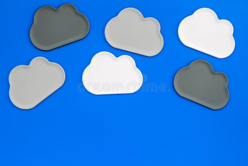 Clouds Figures for Cloud Storage on White Background Top View Mockup ...