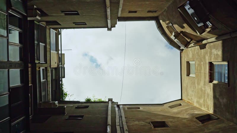 Clouds Float Across the Sky View from the Courtyard. Stock Video ...
