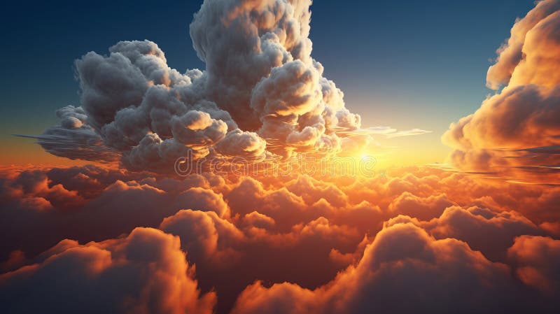 Clouds Floating in the Sky at Sunset Stock Illustration - Illustration ...